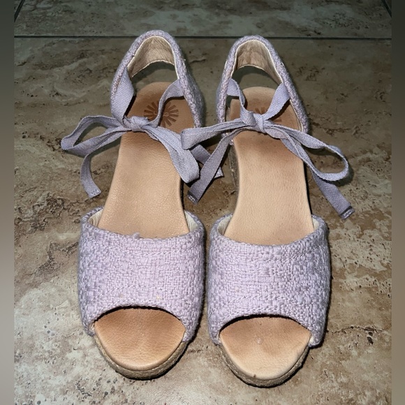 UGG | Shoes | Ugg Women Yarrow Wedge Sandal Ankle Tie Lavender Light ...